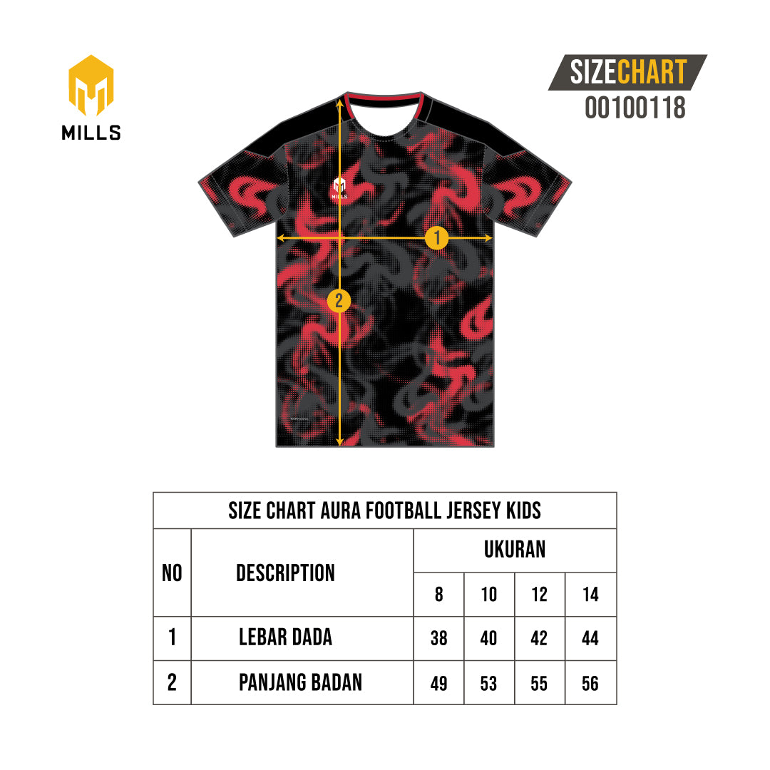 MILLS BAJU OLAHRAGA SEPAKBOLA FUTSAL SOCCER AURA FOOTBALL JERSEY KIDS