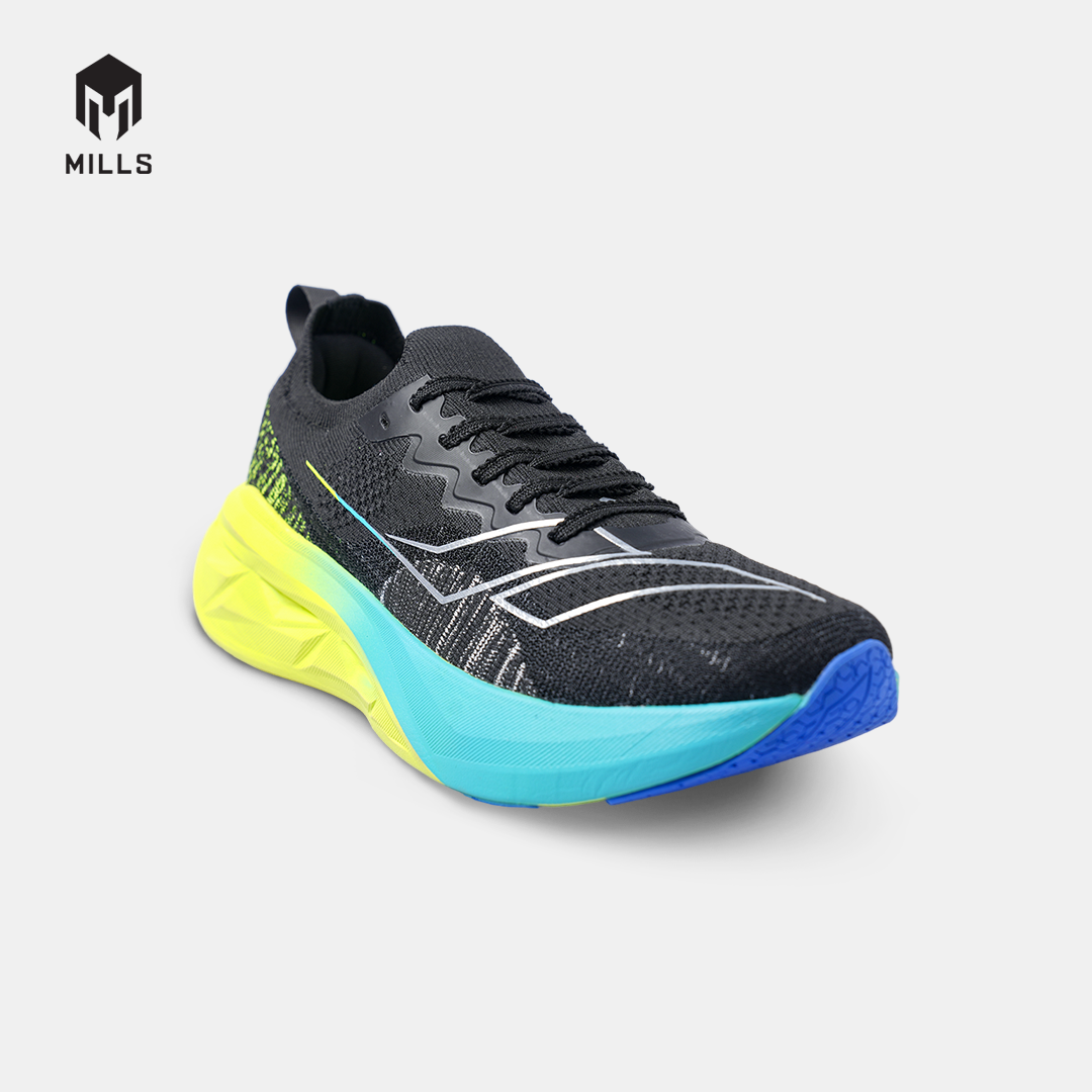 MILLS SEPATU LARI RUNNING SHOES ENERSTRIKE FLY M2 BLACK/SILVER/NEON 91